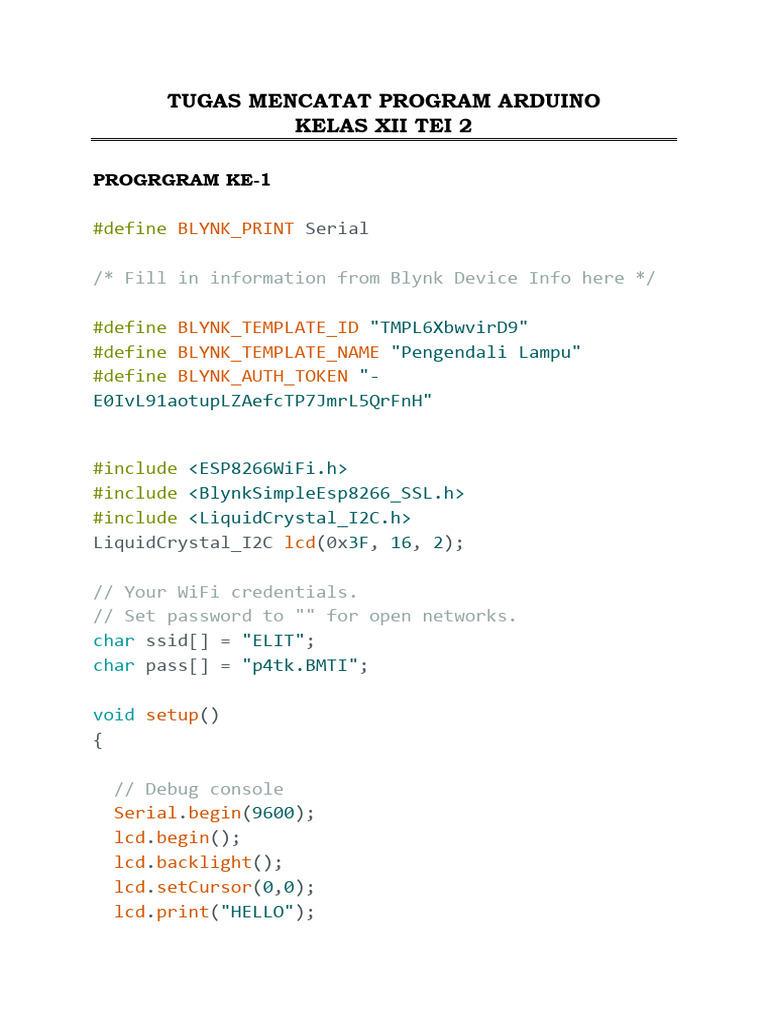 Tugas Mencatat Program Arduino | PDF | Cursor (User Interface) | Wi Fi