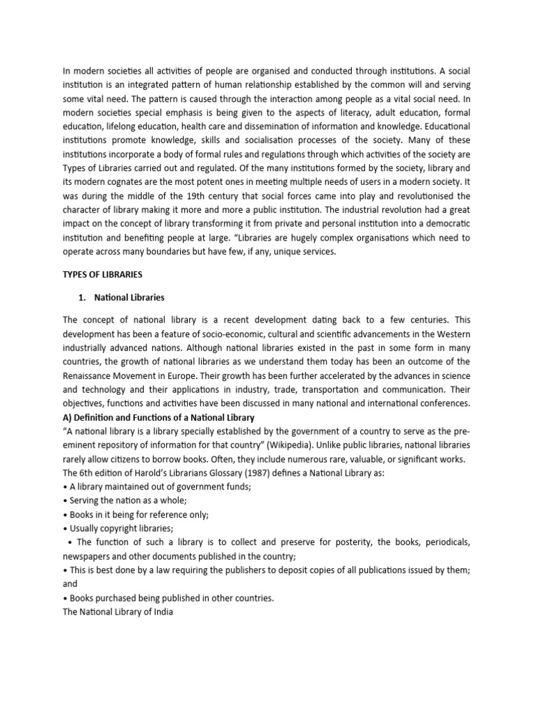 Types of Libraries | PDF | Libraries | Digital Library