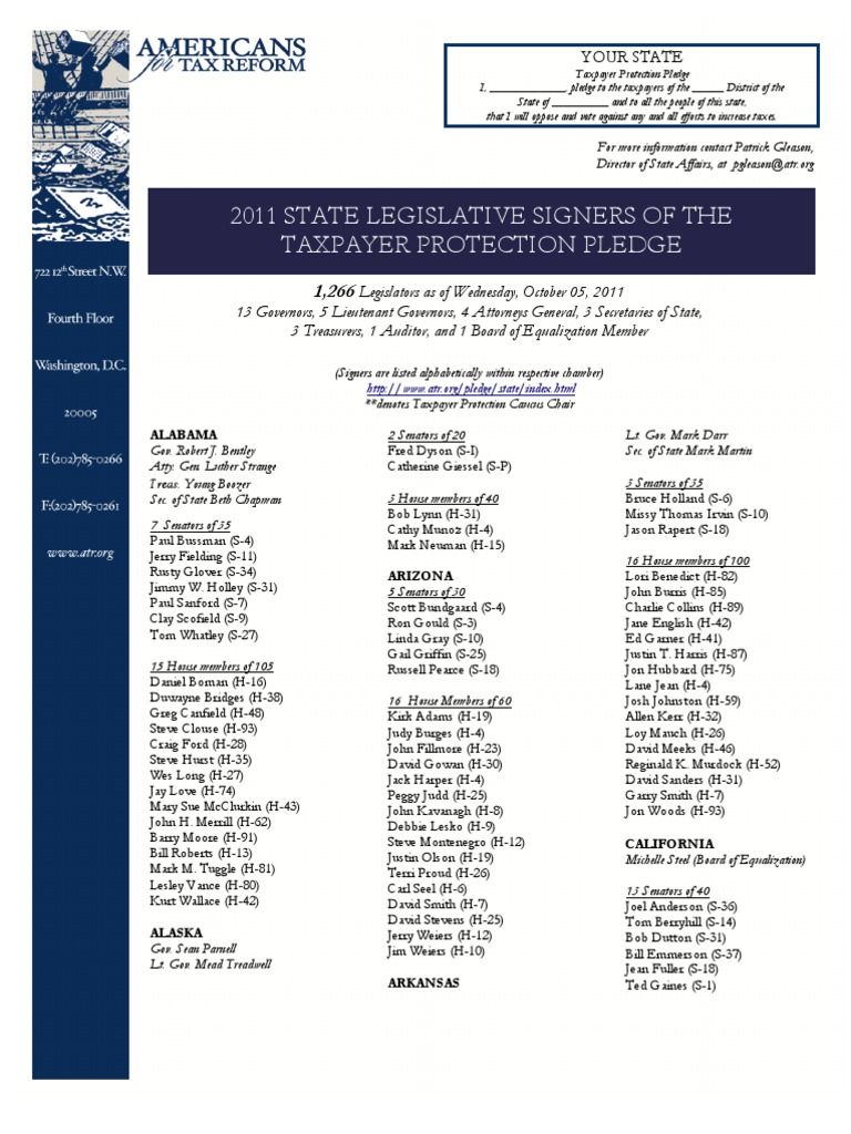 Taxpayer Protection Pledge Signers | PDF