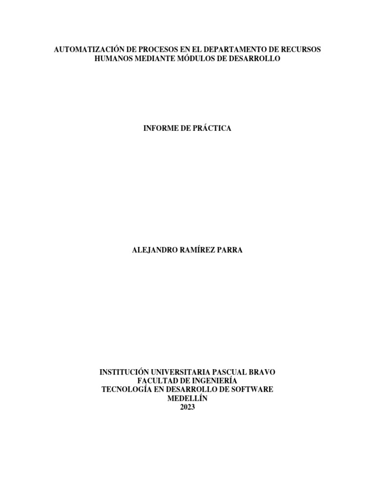 Informe de Practica de Alejandro Ramirez Parra | PDF | Script Java | Software