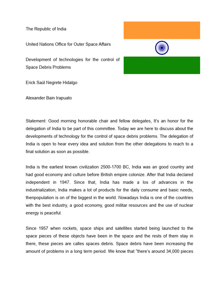Position Paper India | PDF | Space Debris | Satellite