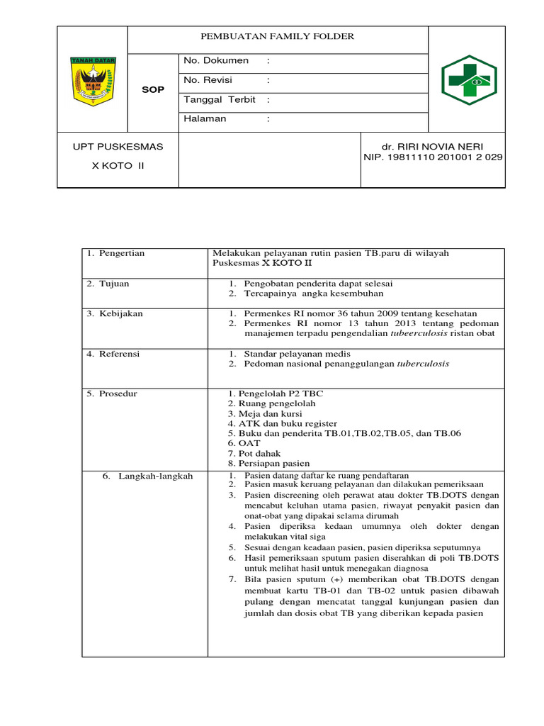 SOP Penerimaan Pasien TBC | PDF | Pengembangan Diri | Sains & Matematika