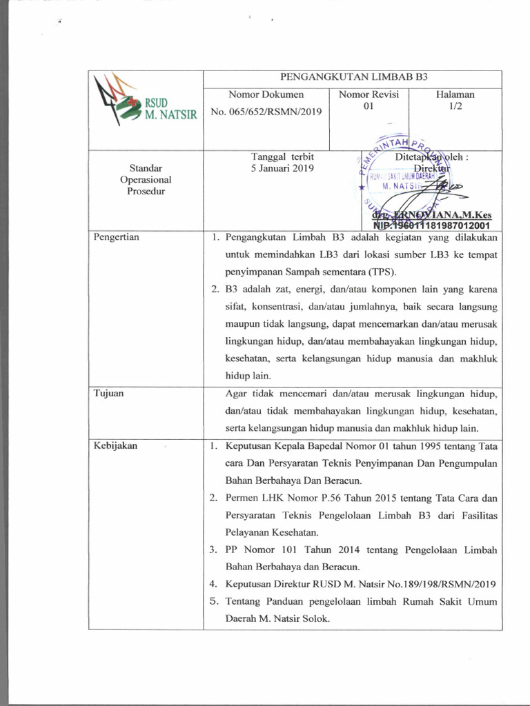 SOP Pengangkutan Limbah B3 | PDF