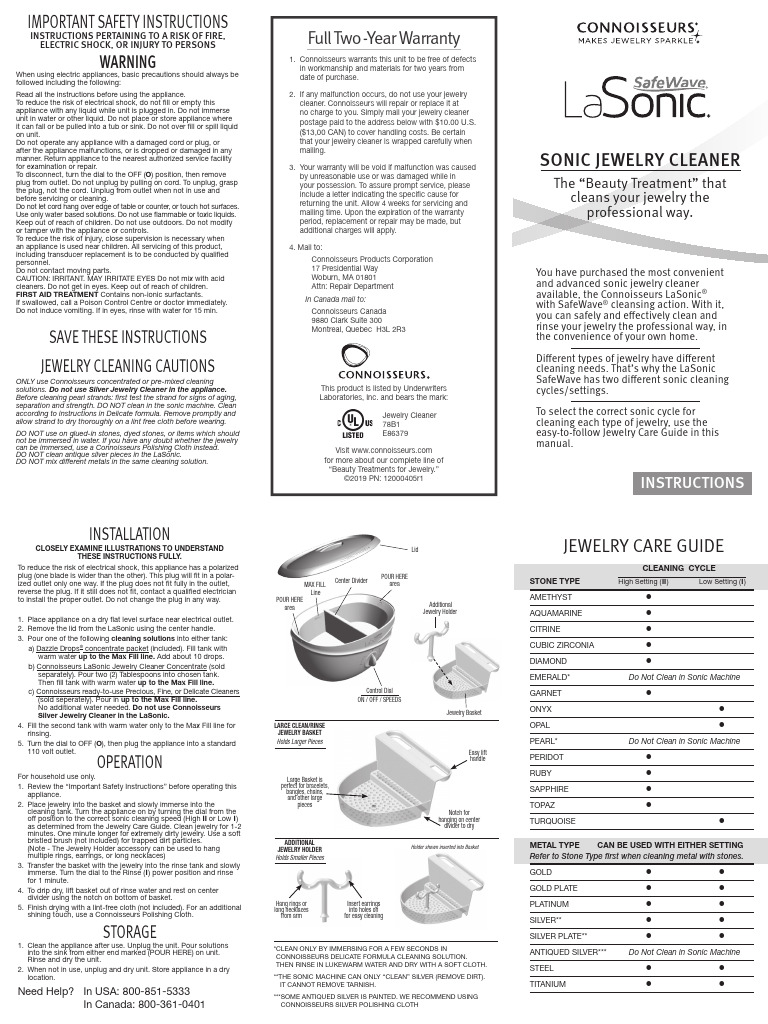 LaSonic Safewave Guide | PDF | Jewellery | Gemstone