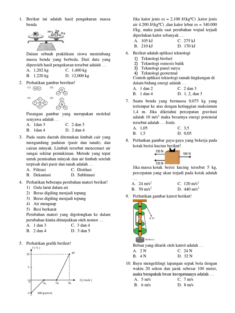 Latihan Soal US IPA Kelas 9 | PDF | Sains & Matematika | Teknologi & Rekayasa