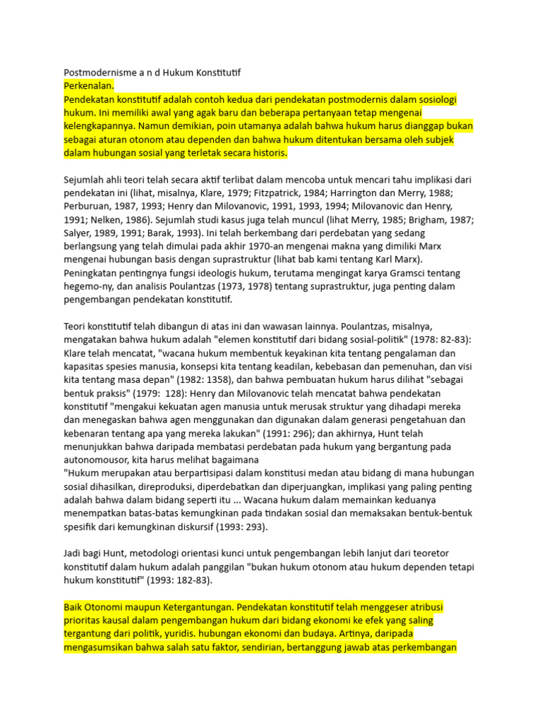Postmodernisme A N D Hukum Konstitutif | PDF | Filsafat | Sejarah