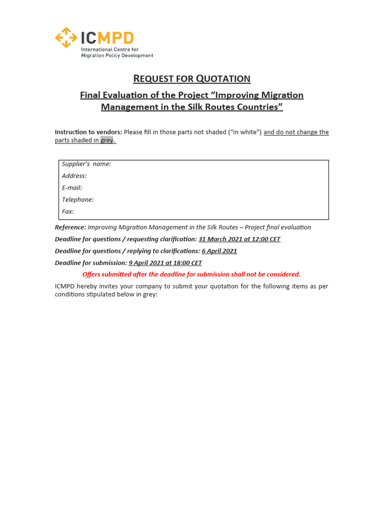 Request For Quotations RFQ Final-Project-Evaluation | PDF | Bankruptcy | Employment