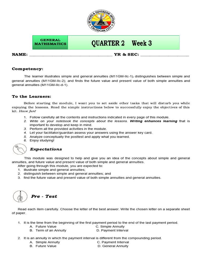 General Mathematics Q2 Week 3 | PDF | Present Value | Interest