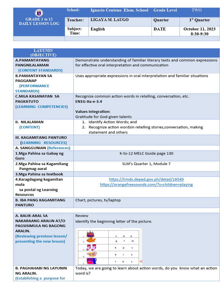 English2 1st Qtr-Cot | PDF | Communication | Cognition