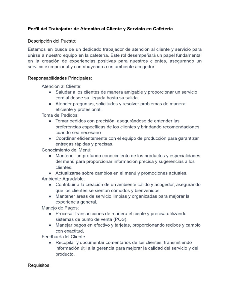 Perfil de Atención Al Cliente | PDF | Servicio al Cliente | Cliente