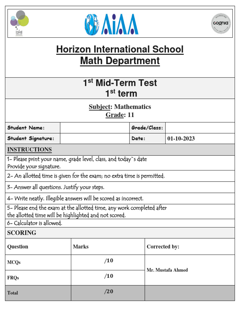 Midterm Grade 11 | PDF | Logarithm | Mathematics