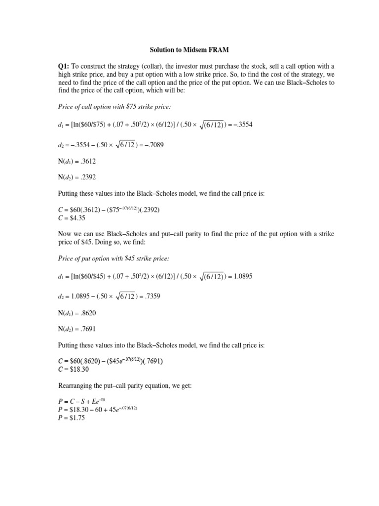 Midsem Solution | PDF | Greeks (Finance) | Option (Finance)