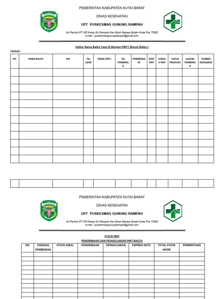Form Pemberian PMT Balita | PDF