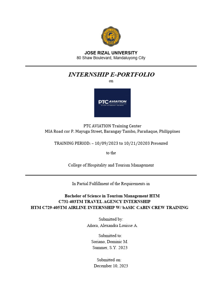 PTC Aviation Training Center Internship Report | PDF | Hygiene | Paragraph