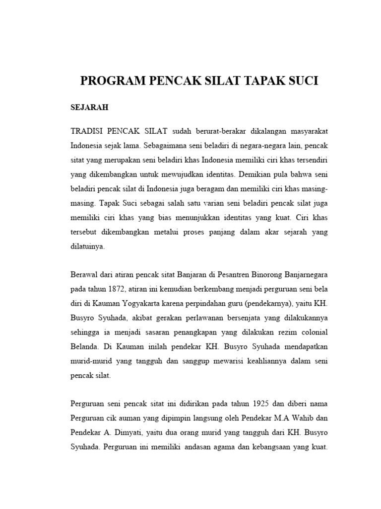 Program Pencak Silat Tapak Suci | PDF | Karier & Perkembangan | Perjalanan