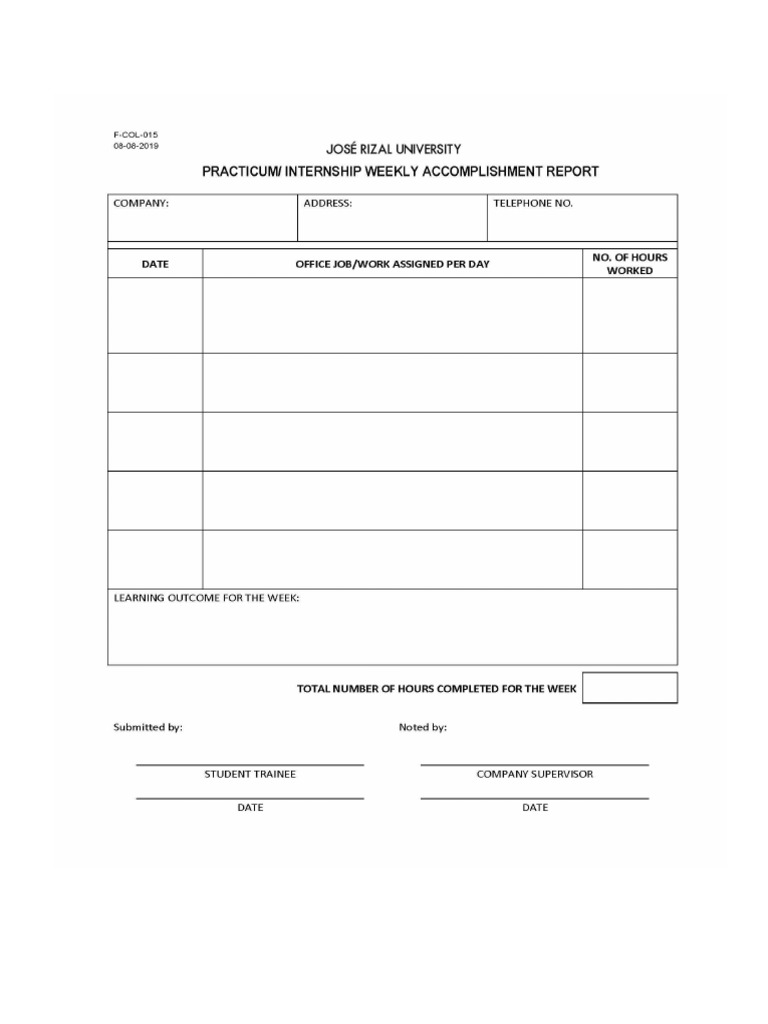Weekly Report Default Format | PDF