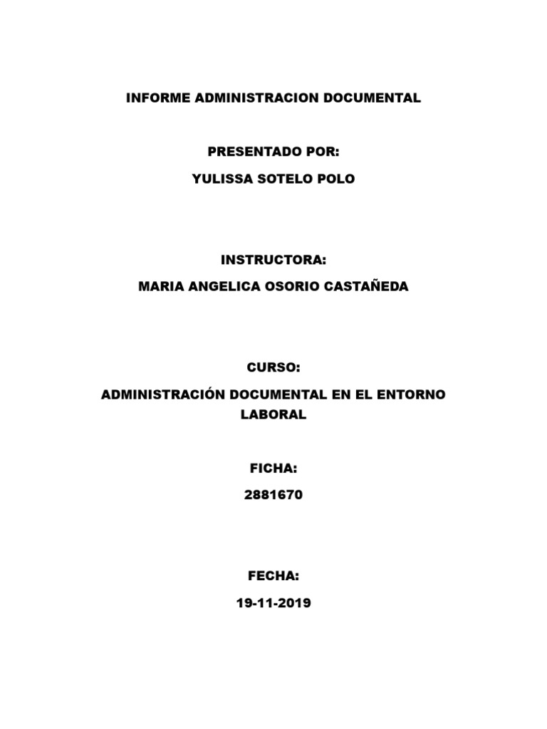 Informe Administracion Documental | PDF