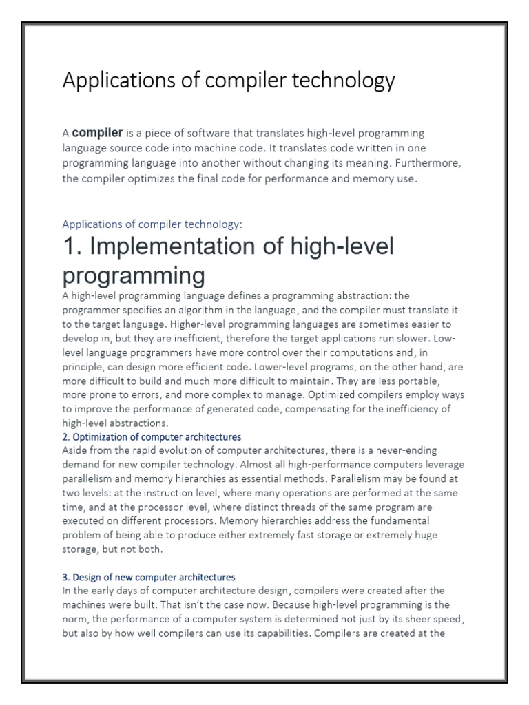 Applications of Compiler Design | PDF | Compiler | Computer Programming