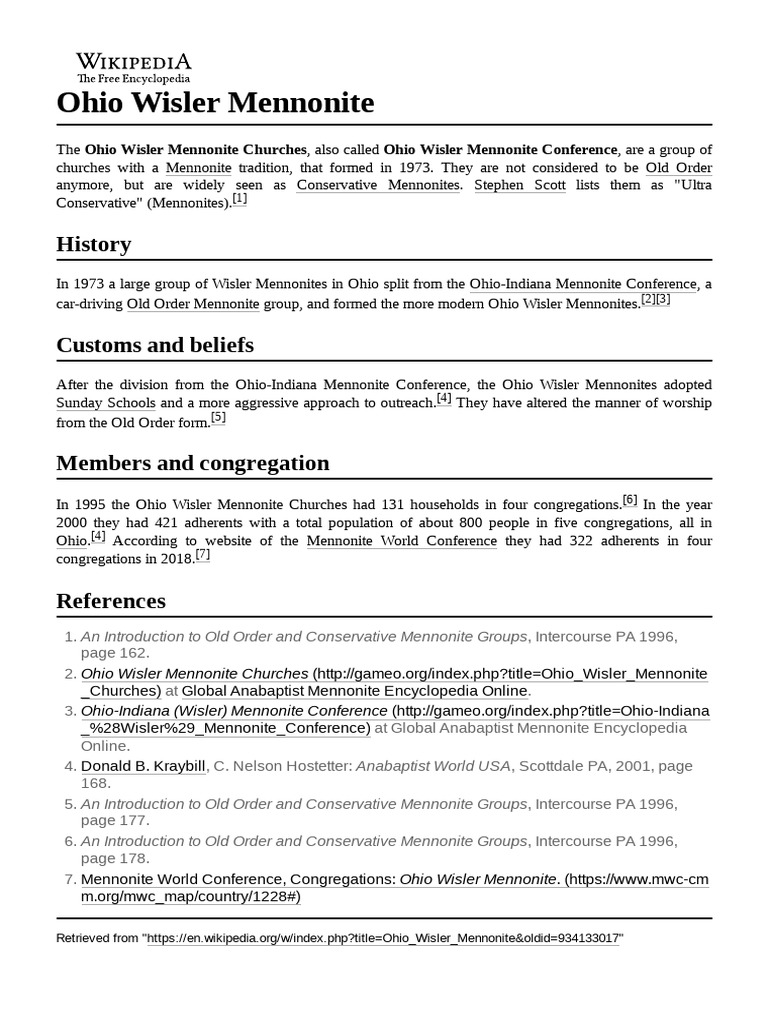 Ohio Wisler Mennonite Churches Overview | PDF