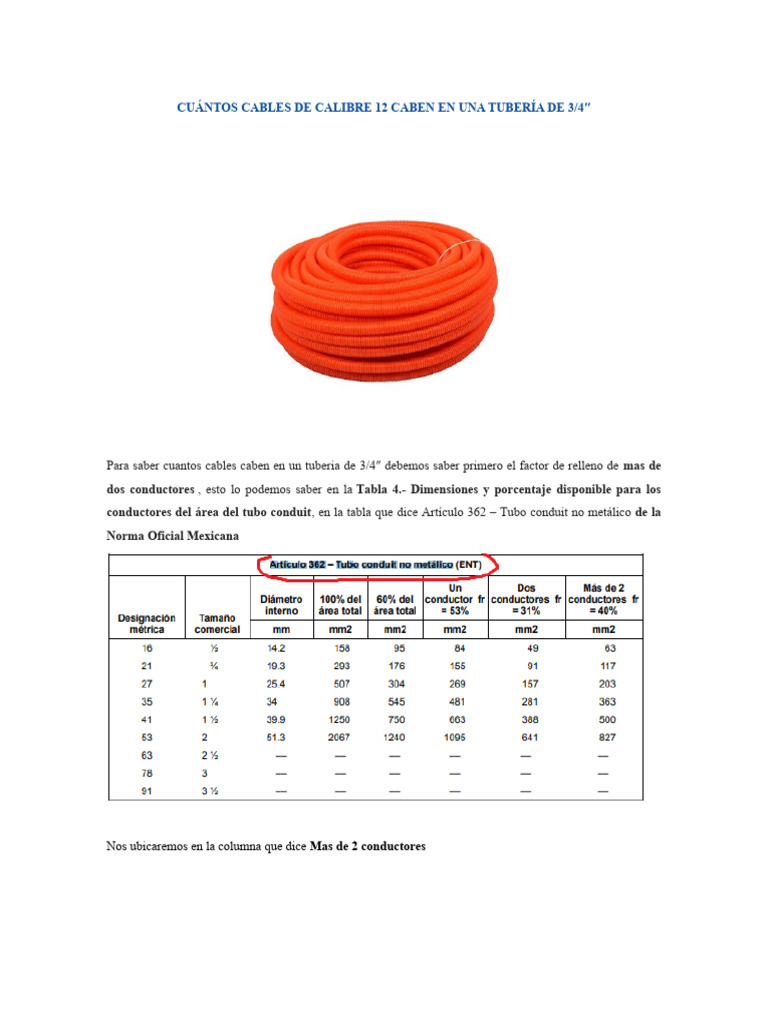 Cuántos Cables de Calibre 12 Caben en Una Tubería de 3 | PDF