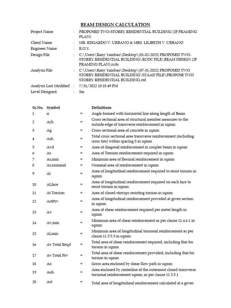 Beam Design Calculation for 2-Storey Home | PDF | Physical Sciences ...