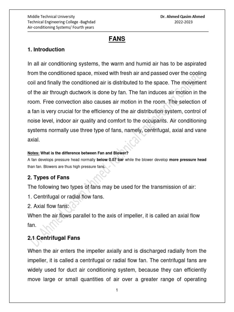 Lec-3 - Updated-Fans - Part-1 | PDF | Building Automation | Electrical Engineering