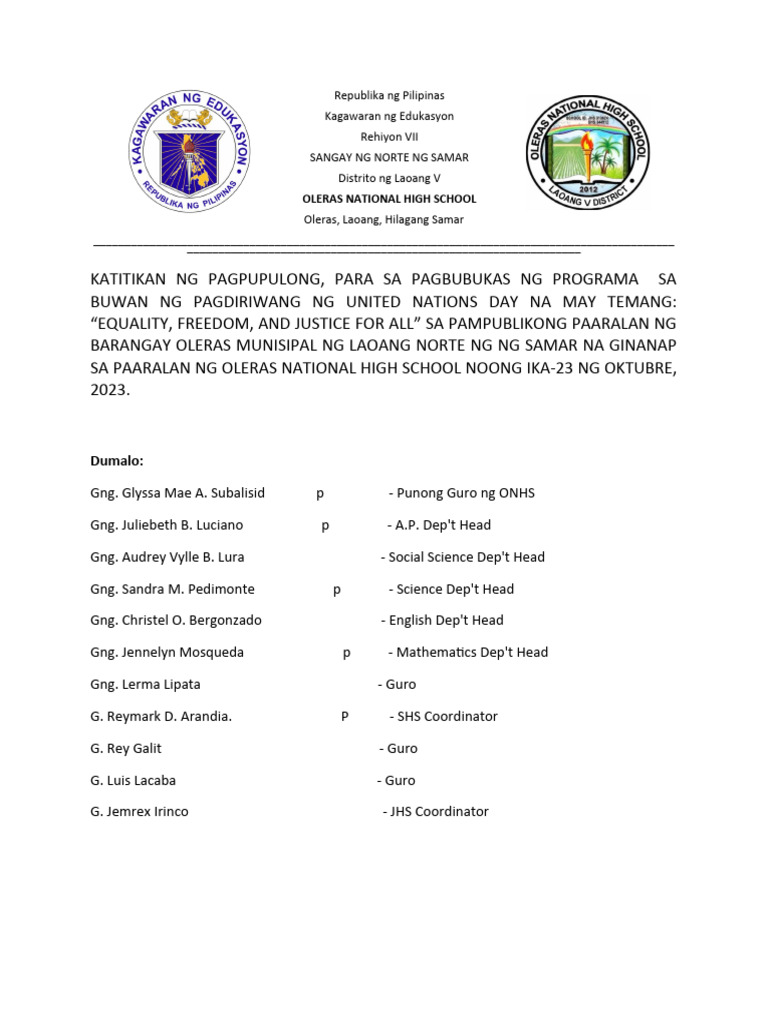 Katitikan NG Pagpupulong | PDF