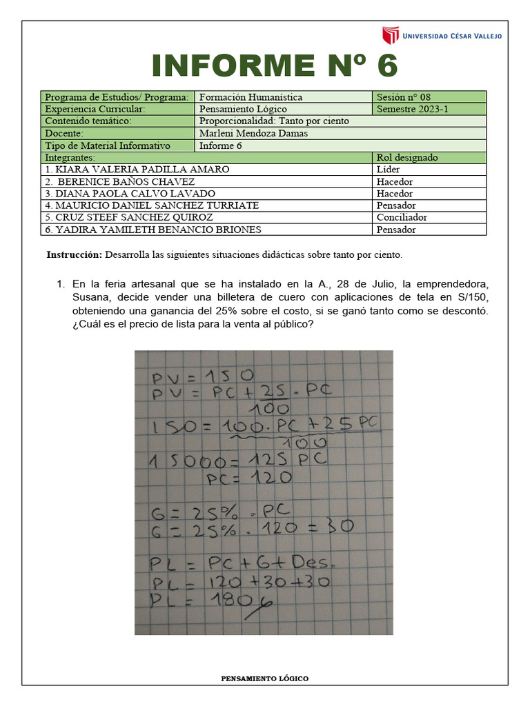 INFORME 6 26 Oct | PDF | Mercado (economía) | Economias