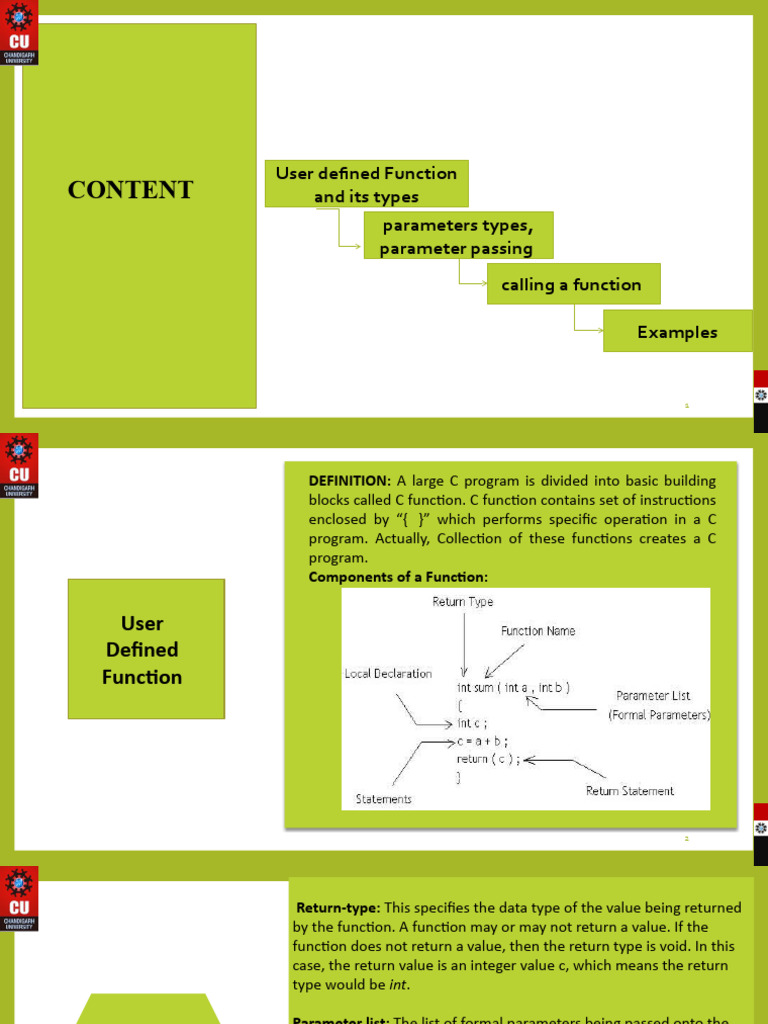 Lecture 2.3.2 User Defined Function | PDF | Parameter (Computer ...