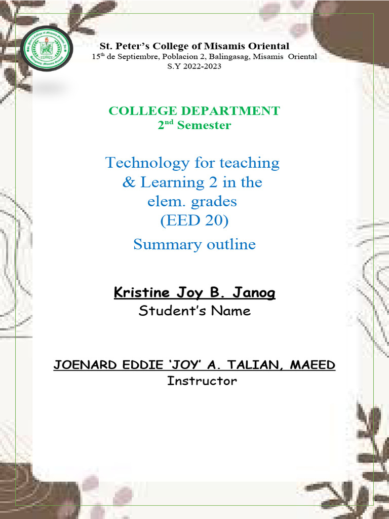 ICT Summary Outline | PDF | Project Based Learning | Educational Technology