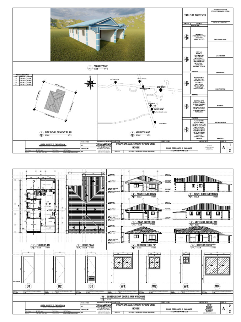 Proposed One-Storey Residential House (Complete Set of Plans) - To Be Printed | PDF | Building ...