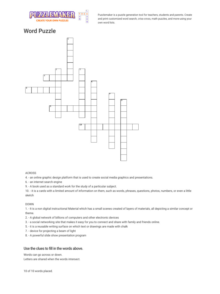 Create Custom Criss-Cross Puzzles | PDF