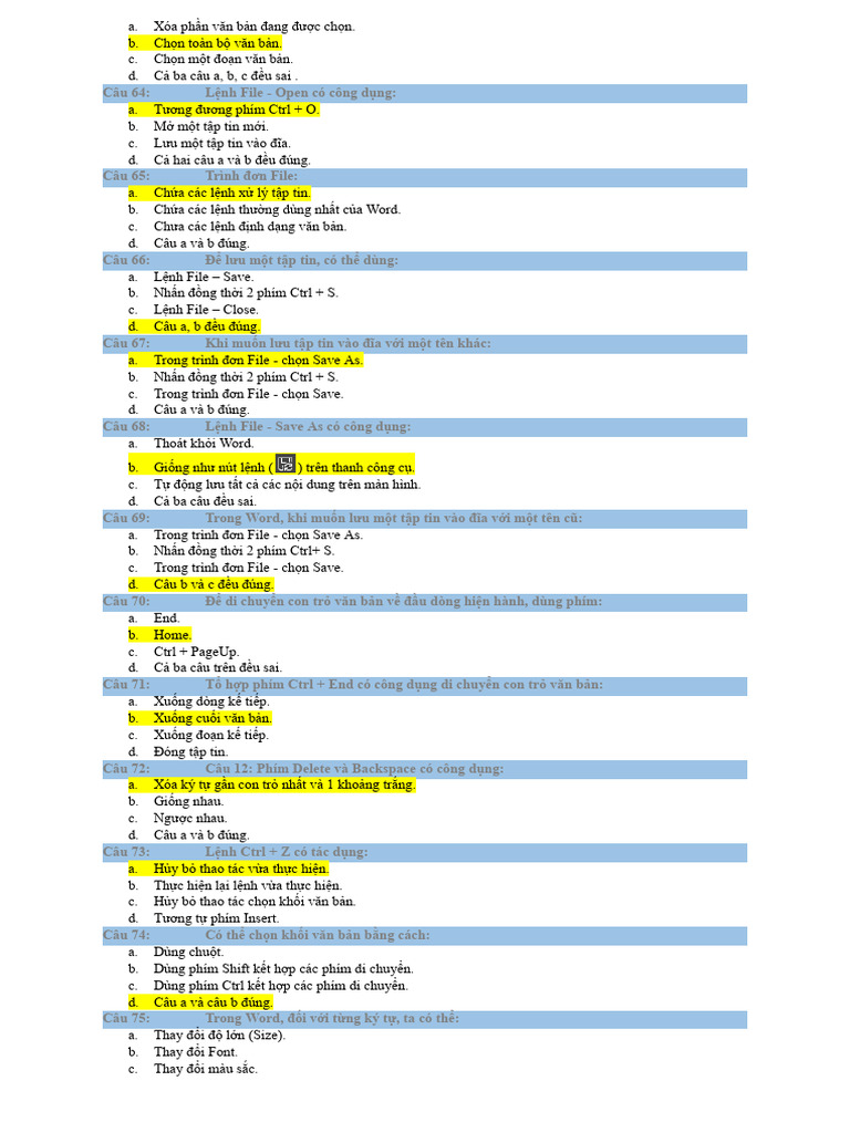 Cau Hoi Ly Thuyet Co Dap An | PDF