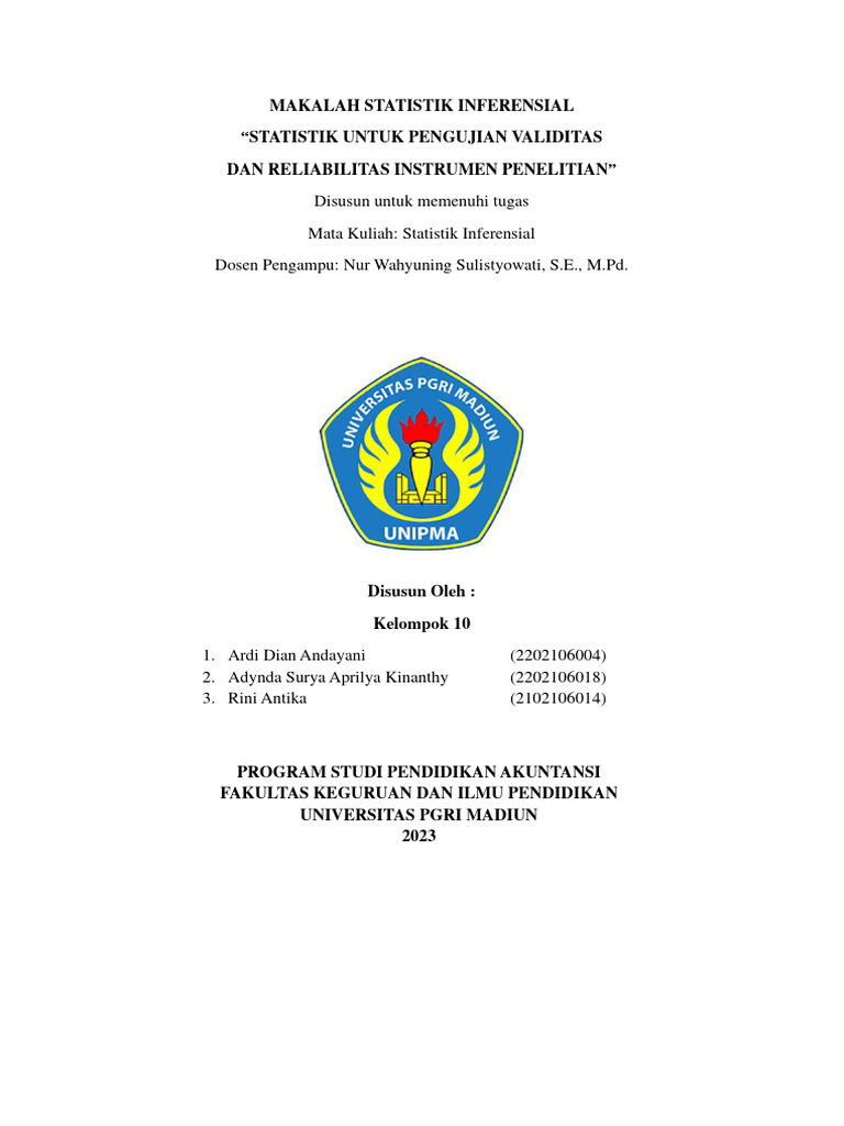 Statistik Untuk Pengujian Validitas Dan Reliabilitas Instrumen Pdf 4796