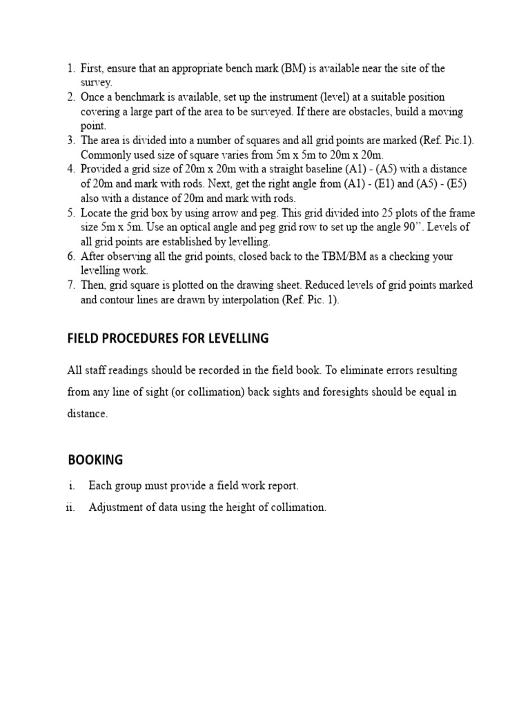 Field Procedures For Levelling | PDF