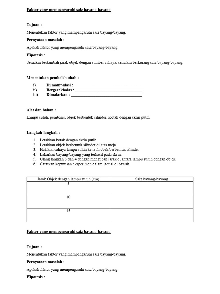 Eksperimen Saiz Bayang-Bayang | PDF | Karier & Perkembangan | Seni