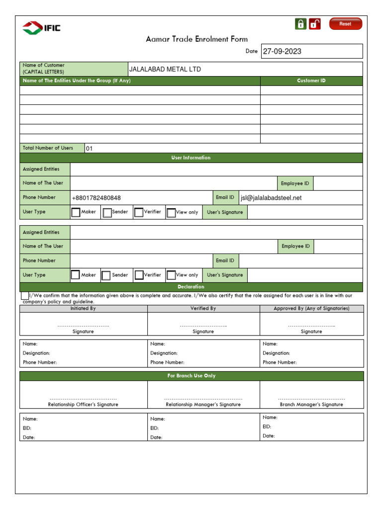 IFIC Aamar Trade Enrolment Form-Change (002) - E-Form | PDF | Money ...
