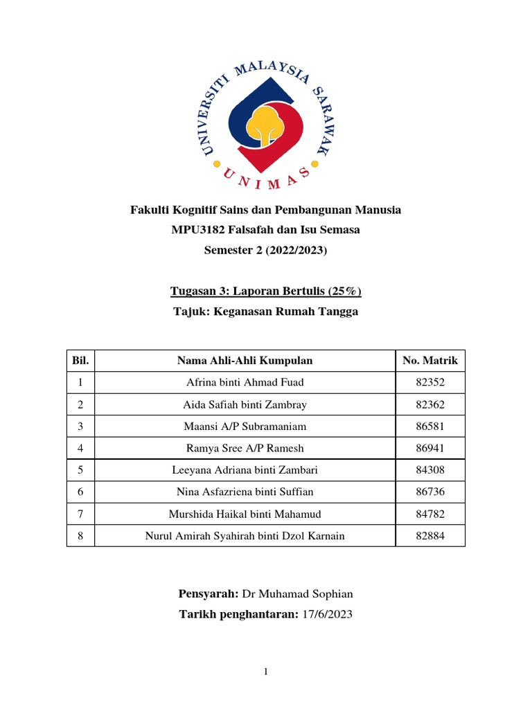 MPU3182 Falsafah Dan Isu Semasa Laporan Bertulis | PDF