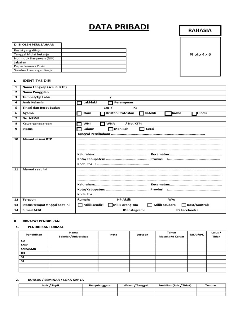 Data Pribadi - Your Name | PDF