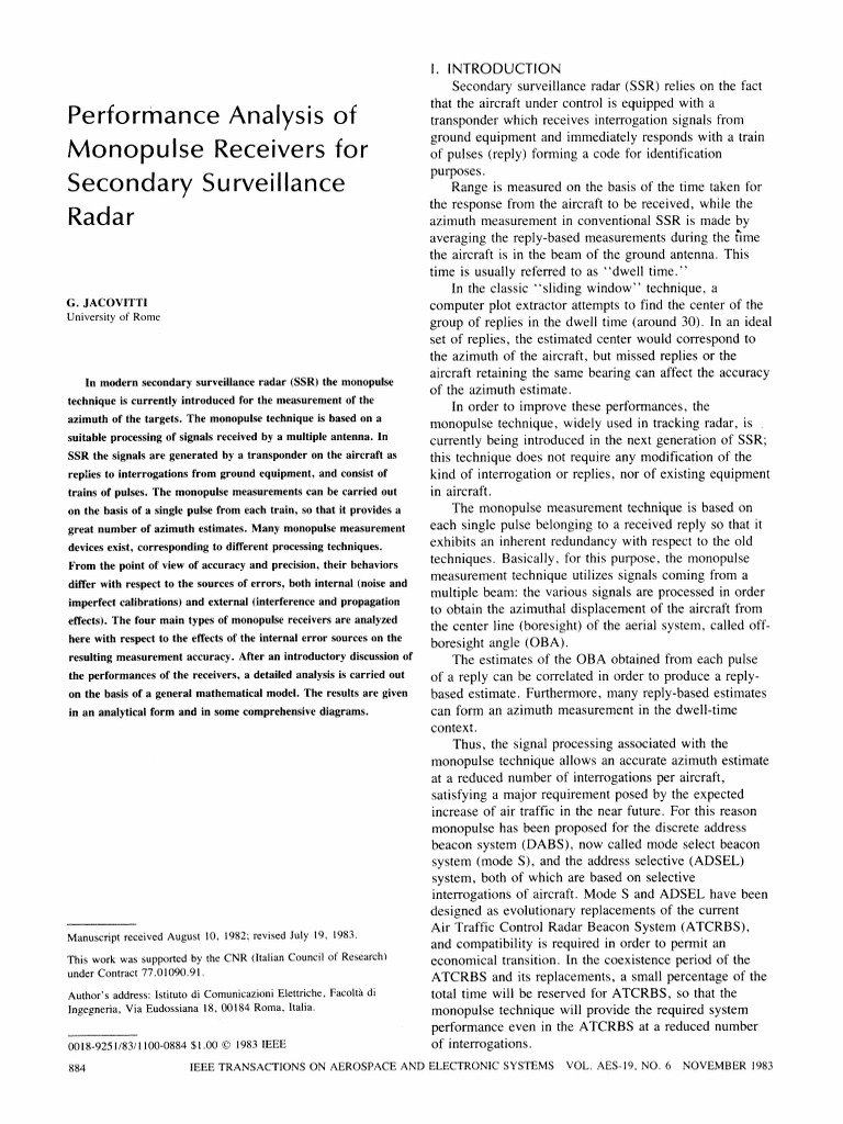 5.1.6 Performance Analysis of Monopulse Receivers For Secondary Surveillance Radar | PDF | Radar ...