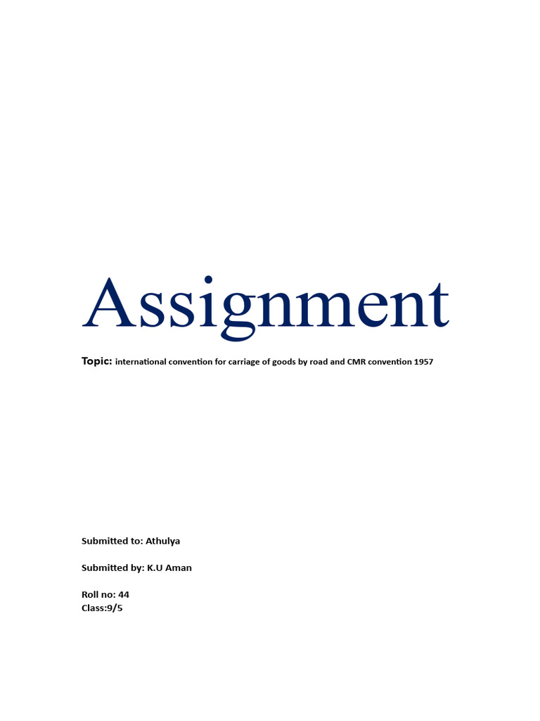 Assignment | PDF | Cargo | Road Transport