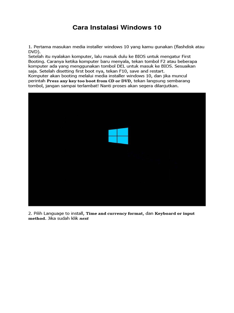 Cara Instalasi Windows 10 | PDF