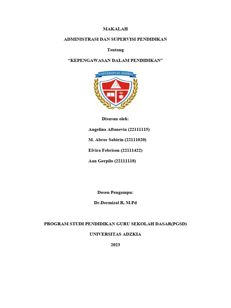 Makalah Kel 4 Administrasi Dan Supervisi Pendidikan | PDF | Karier & Perkembangan