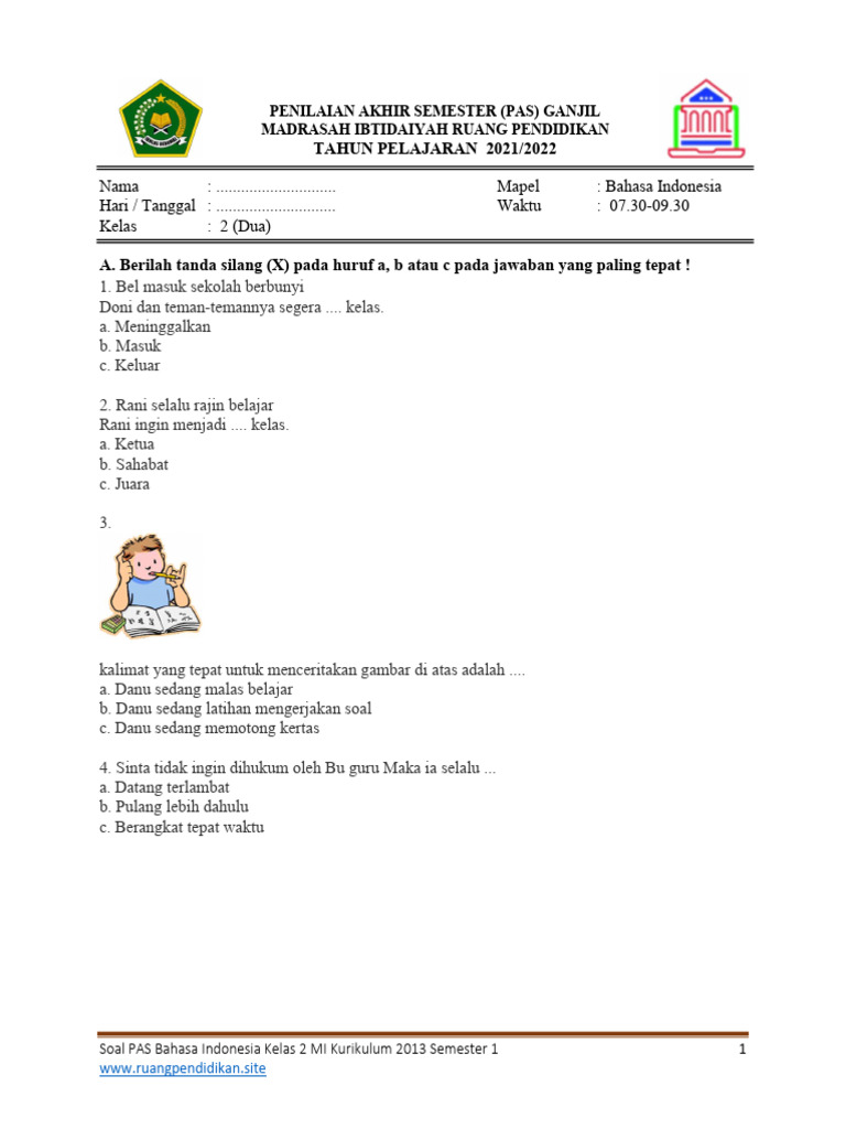 SOAL PAS Bahasa Indonesia Kelas 2 SEM 1 | PDF