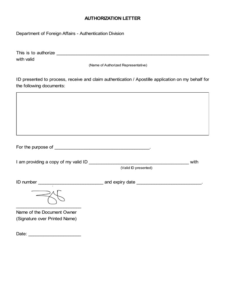 Dfa Authorization Letter | PDF | Career & Growth | Business