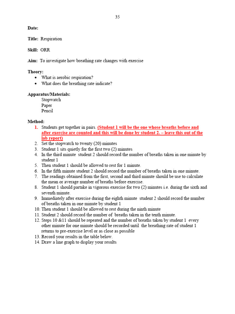 CSEC Biology Labs Student | Download Free PDF | Breathing