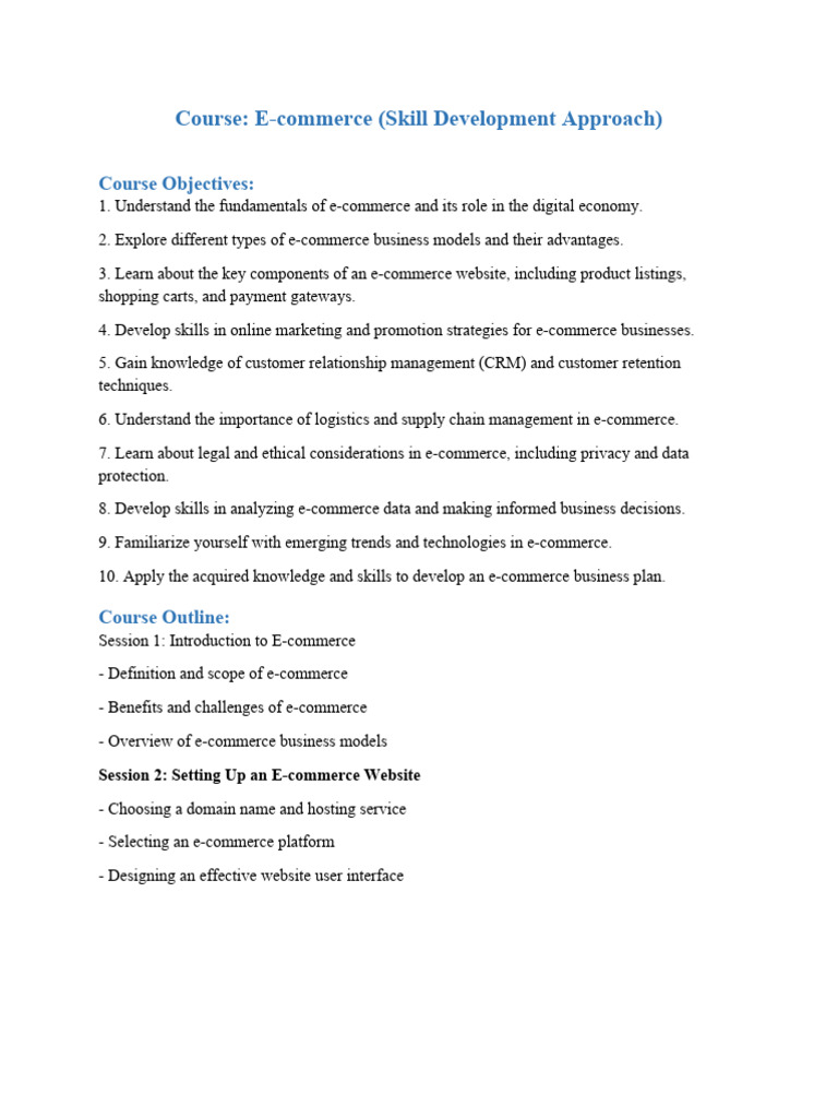 Ecommerce Course | PDF | E Commerce | Analytics