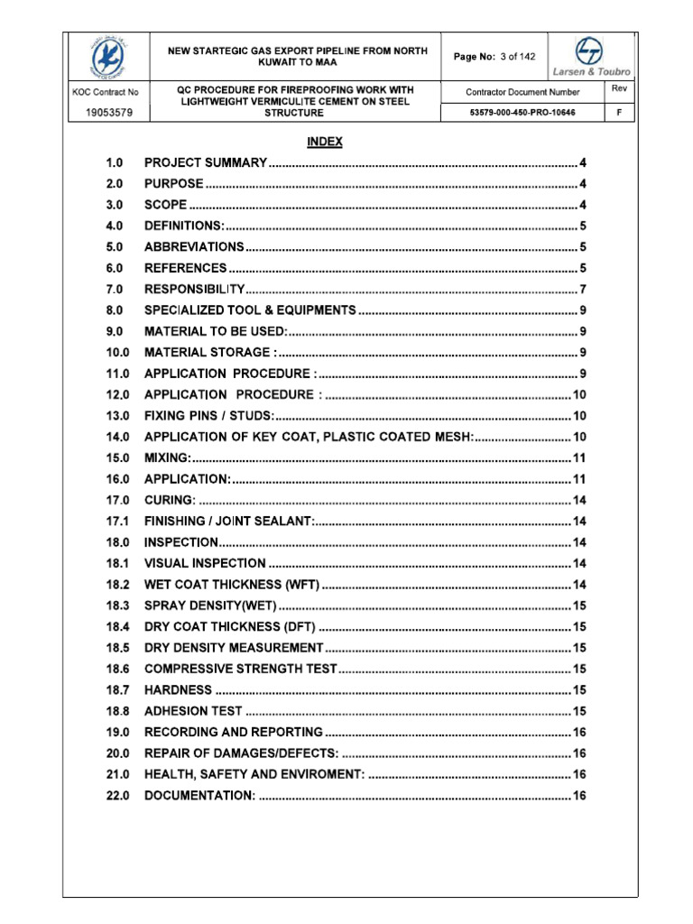 PFP Procedure-Vermiculite-L&T-Rev F | PDF
