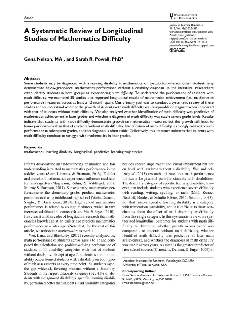 EJ1192397 | PDF | Learning Disability | Teaching Mathematics
