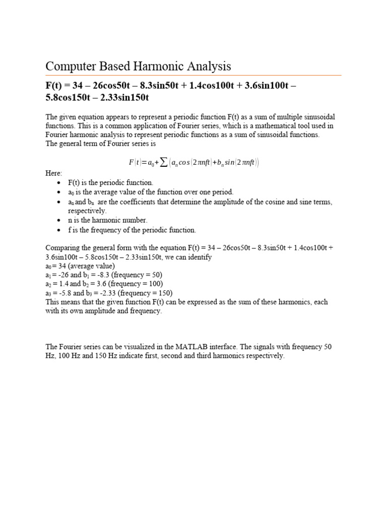 Computer Based Harmonic Analysis | PDF | Fourier Series | Fourier Transform Computer Based Harmonic Analysis | PDF | Fourier Series | Fourier Transform